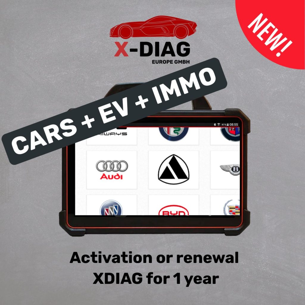 Xdiag: 1 year subscription for Cars / Ev / Immo
